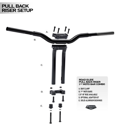Dominator Pullback Riser & 1 1/4" Moto Bar Combination for 2015-2023 R ...
