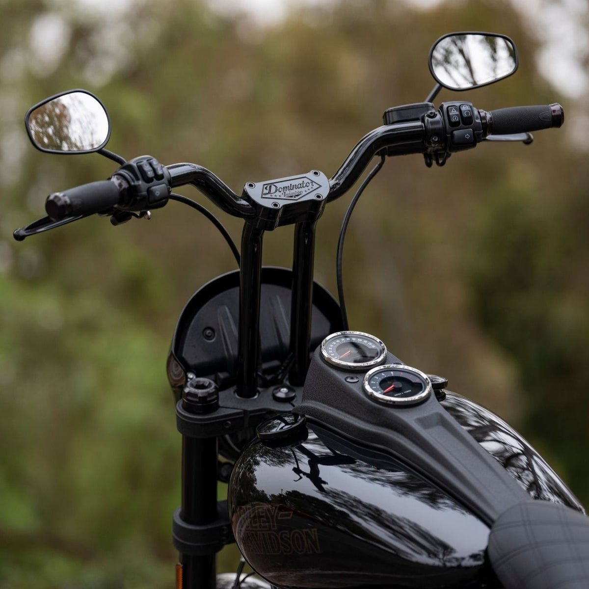 Dominator Pullback Riser & 1 1/4" Mid Bend Moto Bar Combination for Dy ...