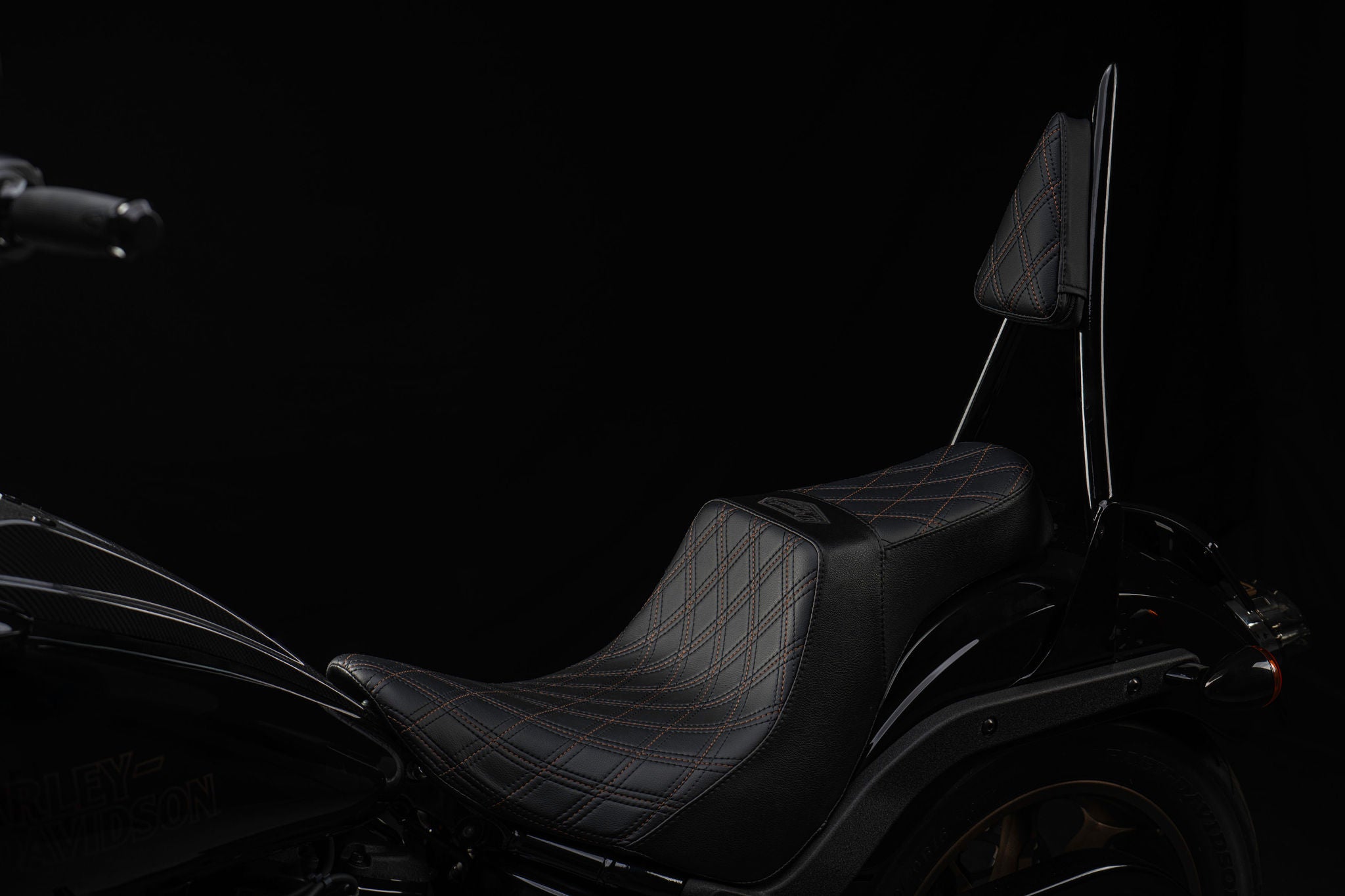 Bronze Stitch, Triple Diamond™, 2-Up Saddle & Diablo Sissy Bar with 10 ...