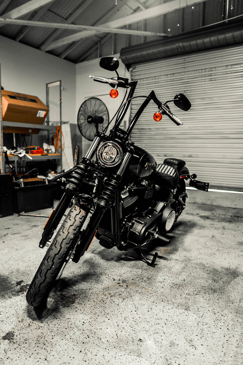 Evil T-Bar - 12 Inch Rise - Gloss Black/Flat Black – Dominator Industries