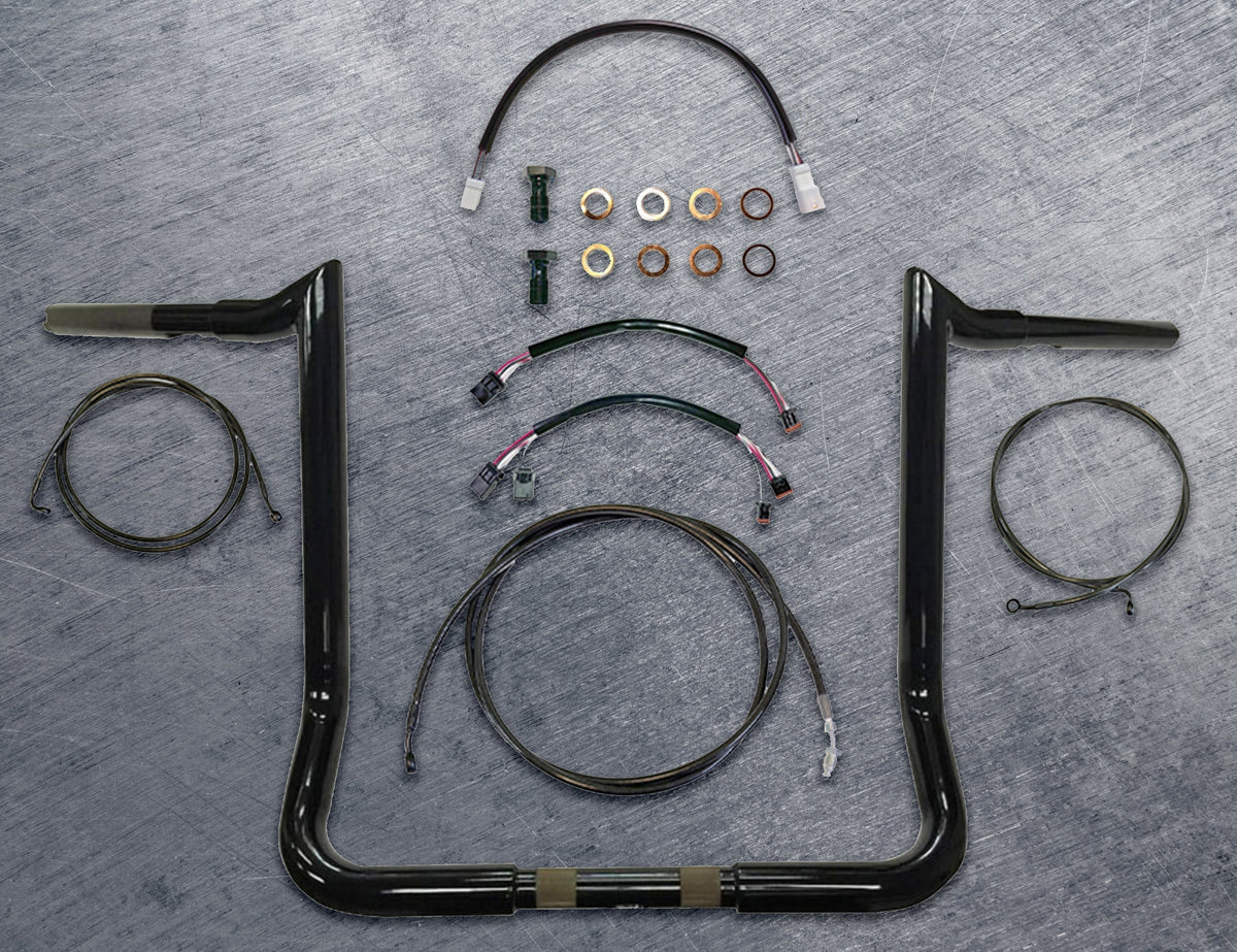 Street Glide Complete All In One Meathook Ape Hanger Kit. (14" Gloss B ...